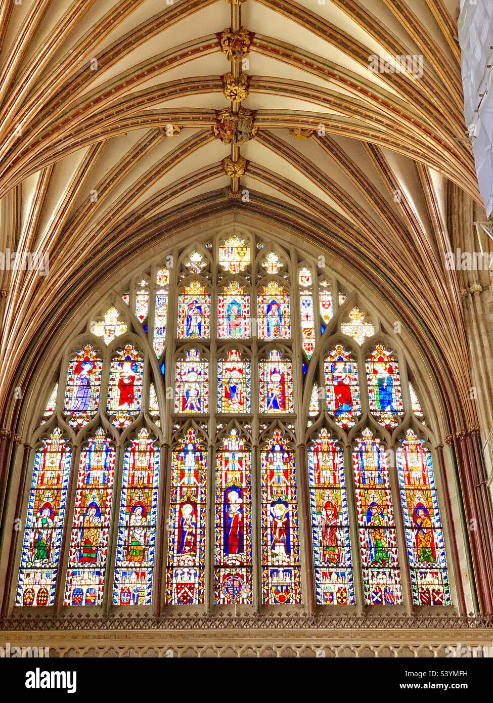 Incredible bright and colourful huge stained glass windows depicting ...