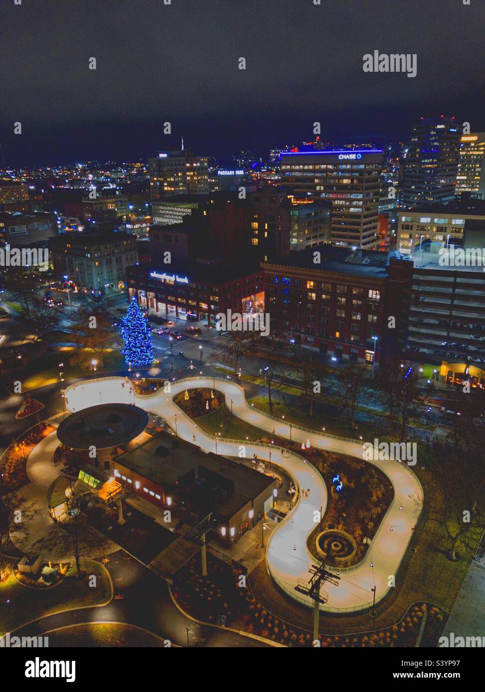 Downtown Spokane Washington on a beautiful night Stock Photo - Alamy