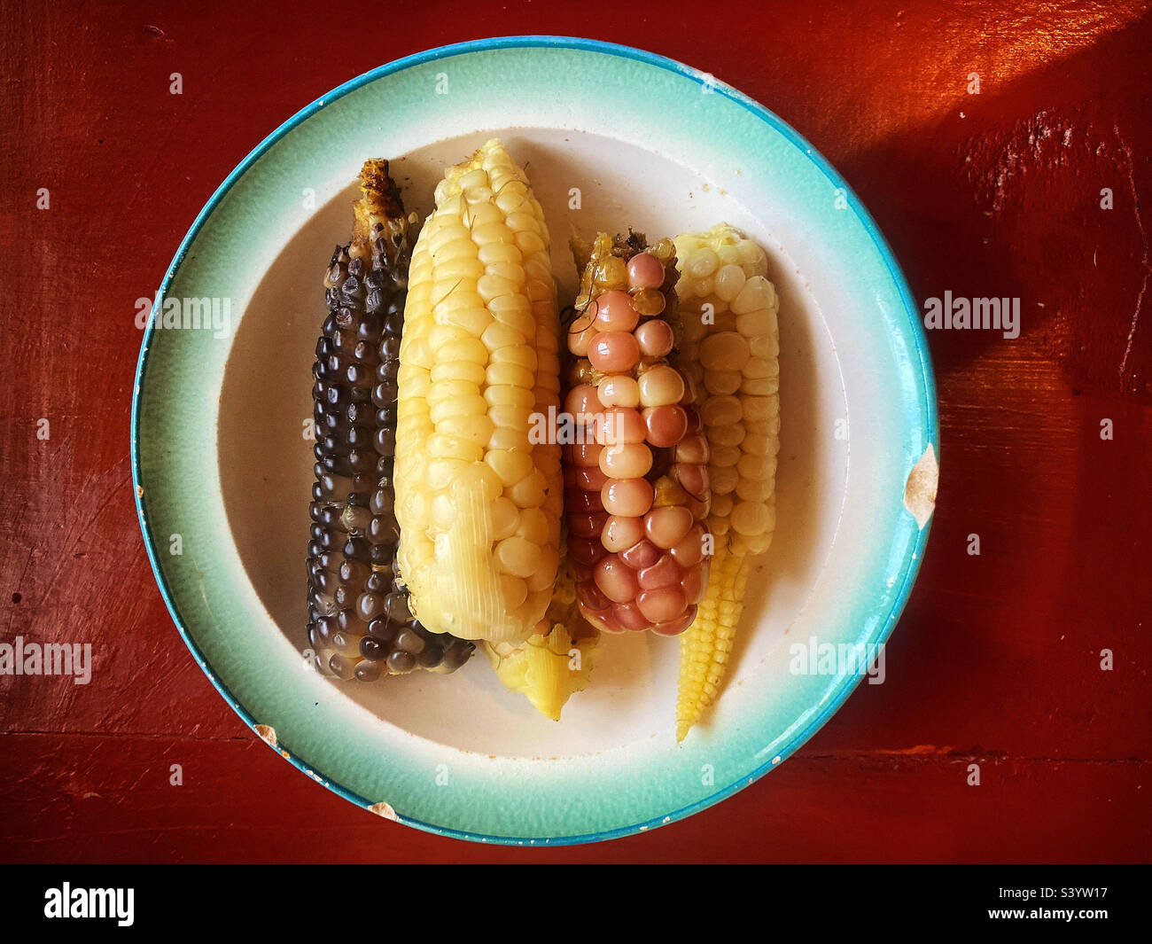 Tradicional Mexican Not Genetically Rn Non Gmo In A Plate On Top Of A Red Table