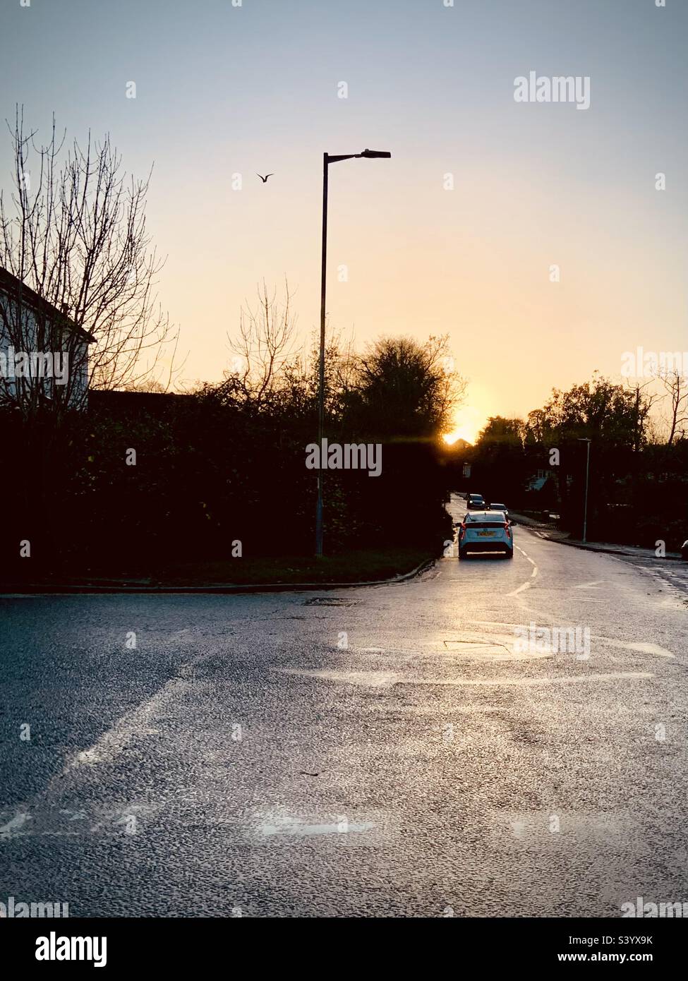 Car Driving Away At Night