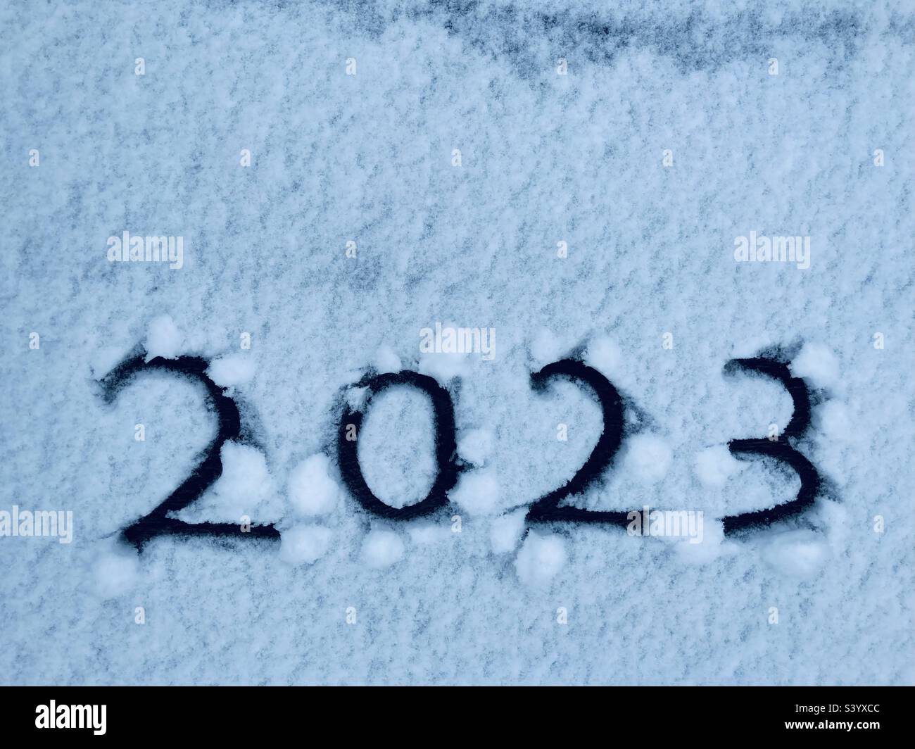 the number 2023 is carved in the snow Stock Photo - Alamy