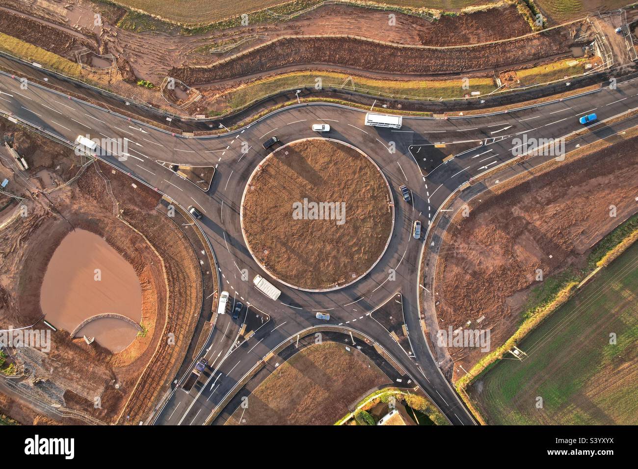 New roundabout near Upton Worcestershire uk Stock Photo - Alamy