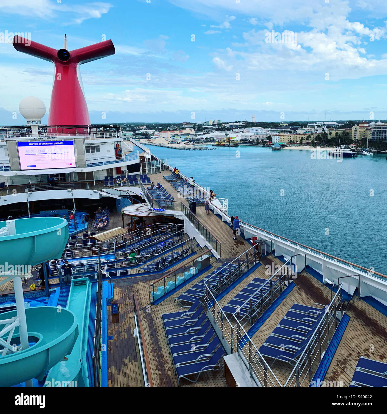 May, 2022, on the deck of Carnival Liberty, sailing away from Nassau ...