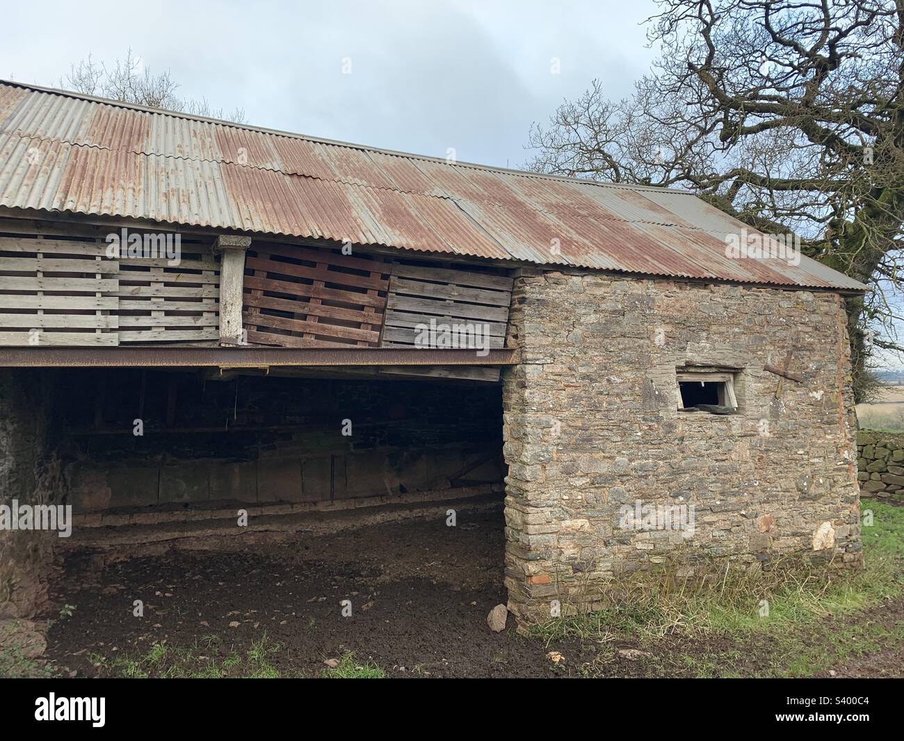 Broken down old country barn in Somerset England Stock Photo - Alamy