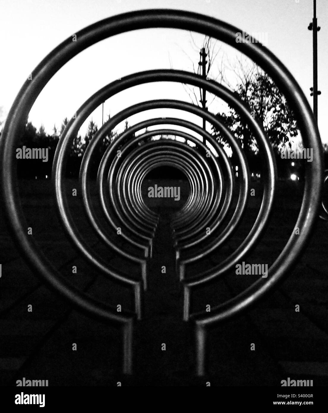 Black bicycle rack Black and White Stock Photos & Images - Alamy