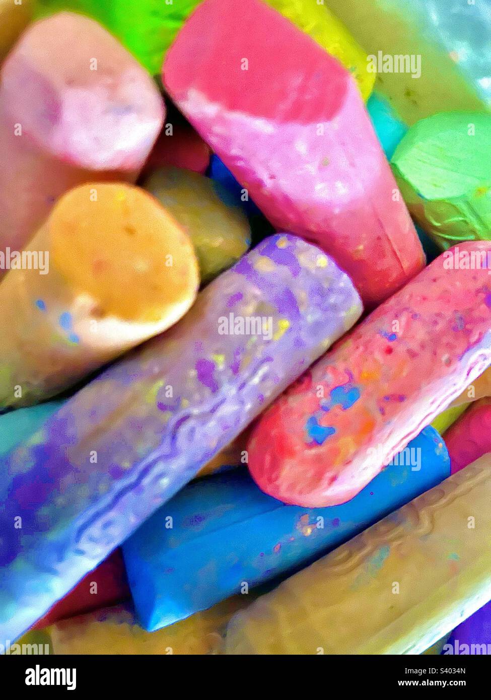 Colorful selection of sidewalk chalk Stock Photo - Alamy