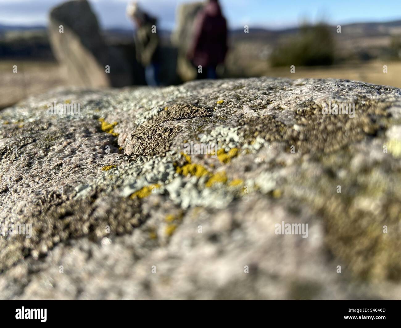 Sharp stone in front. Blured background. Historic landscape in uk Stock ...