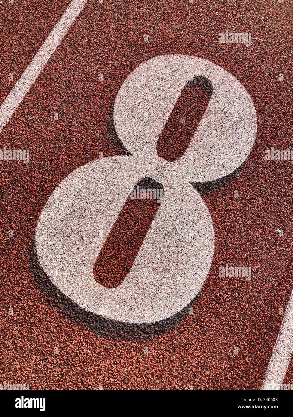 The number eight on red track position for track and field sports Stock ...