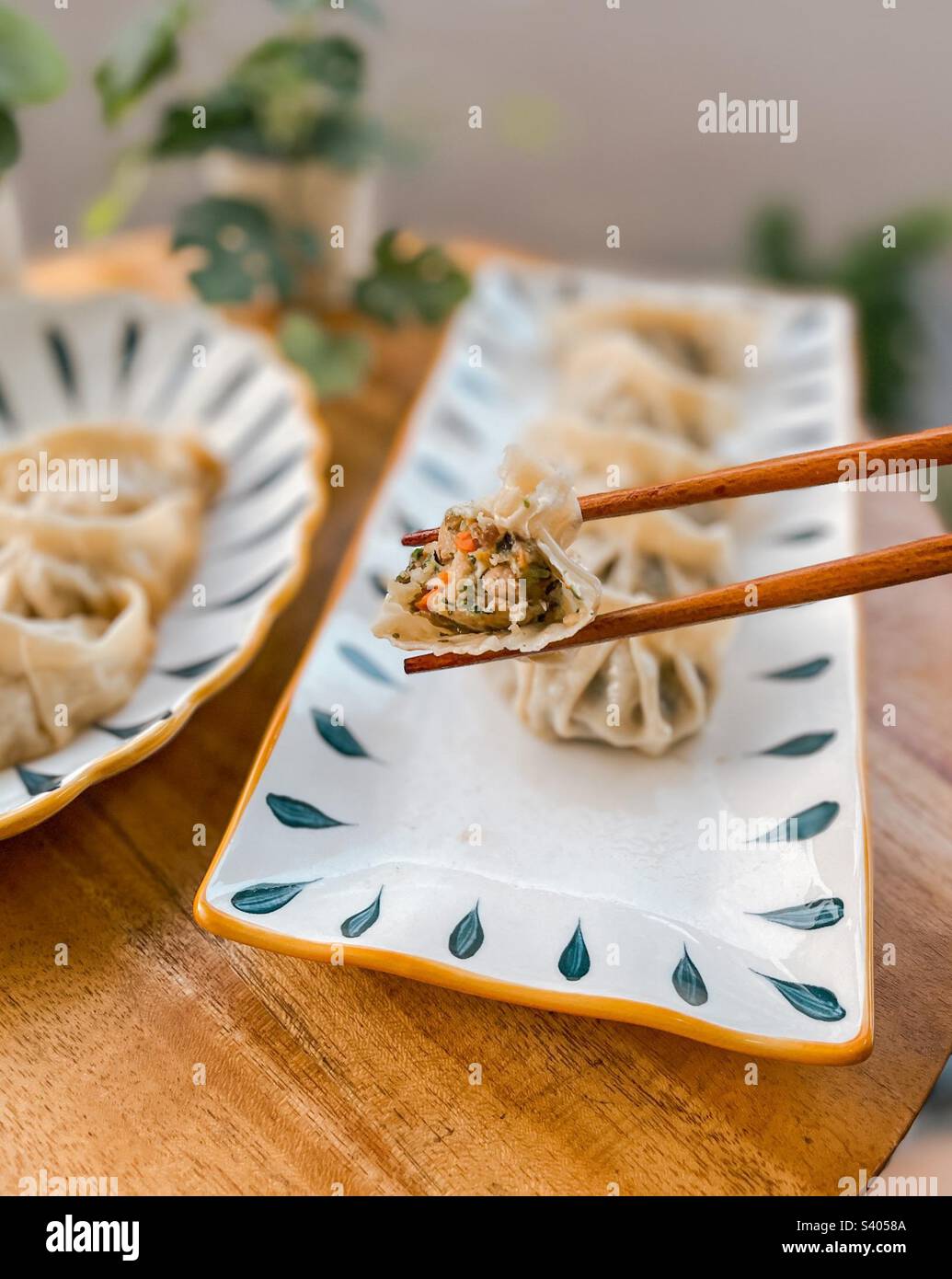 Vegan Dumpling with vegetable and mushroom inside Stock Photo - Alamy