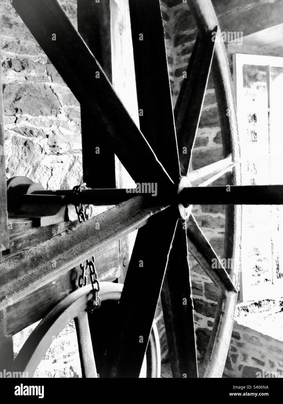 The inner working of an old mill Stock Photo - Alamy