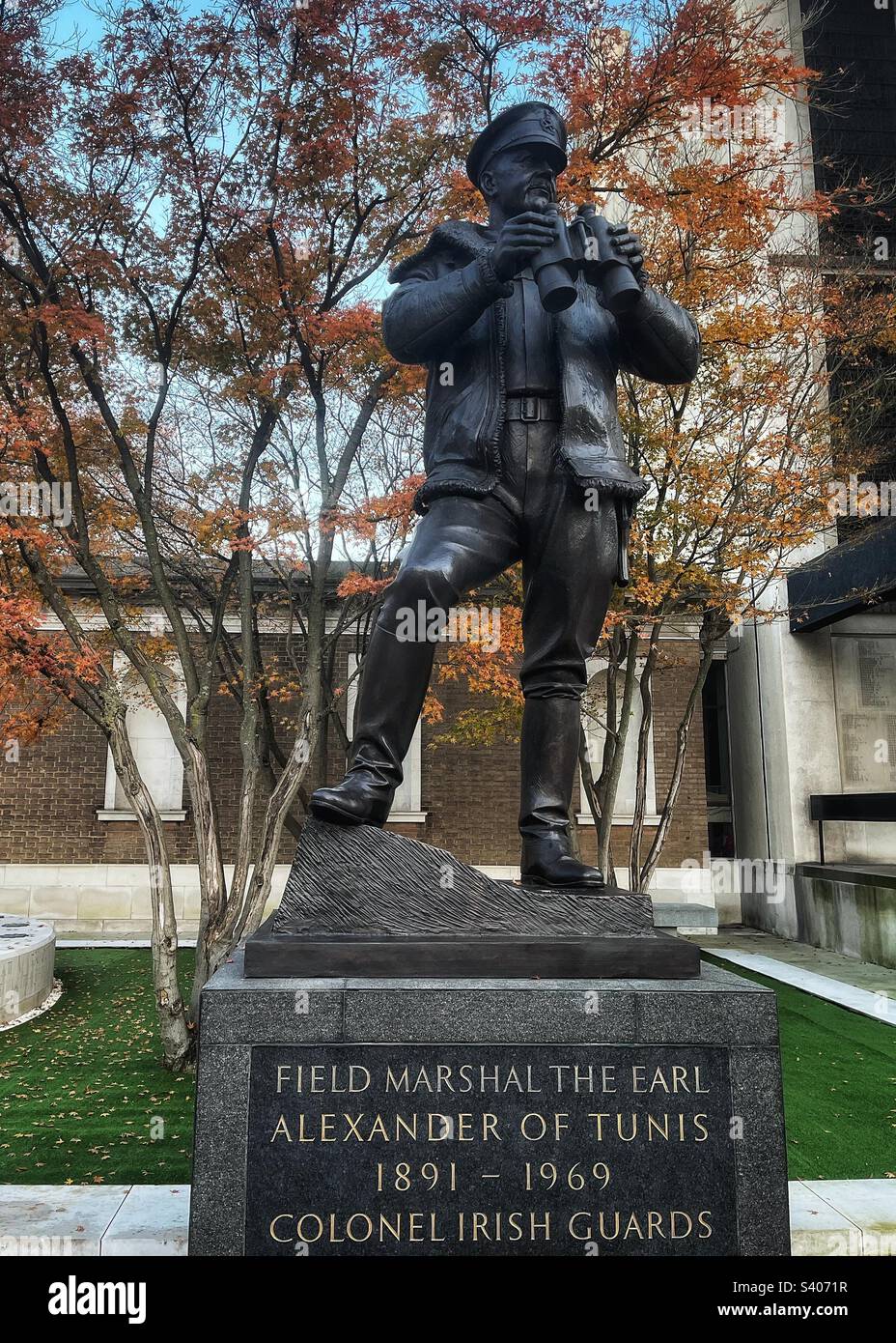 Statue of Field Marshal Alexander wearing an old, battered flying ...