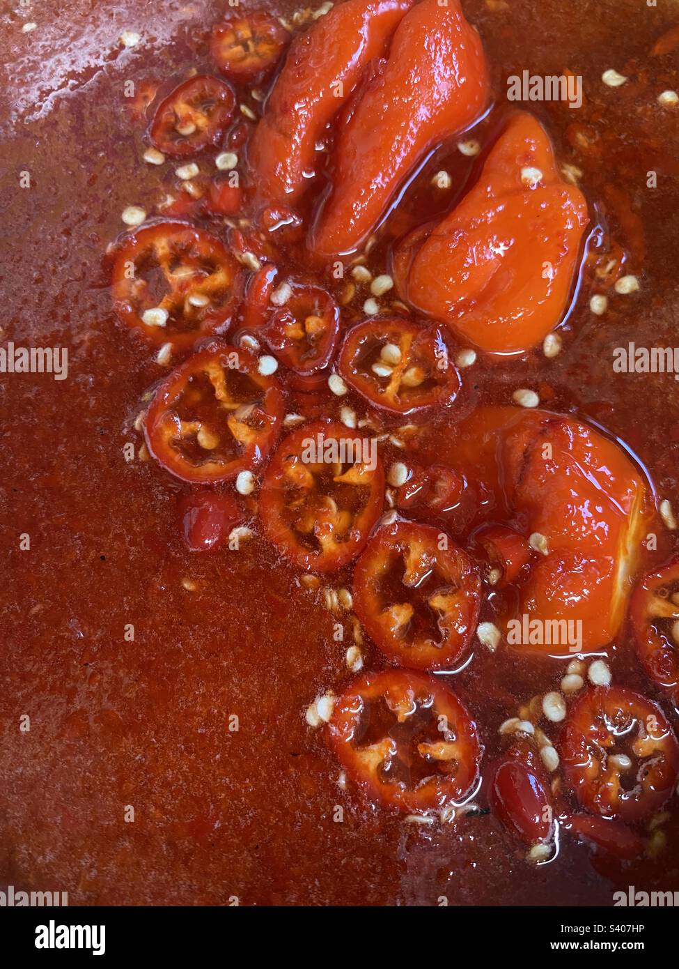 Red Christmas Chilli Jam Stock Photo - Alamy