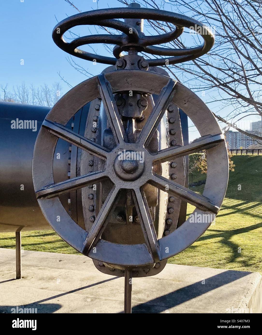 Antique heavy duty steel valve Stock Photo - Alamy