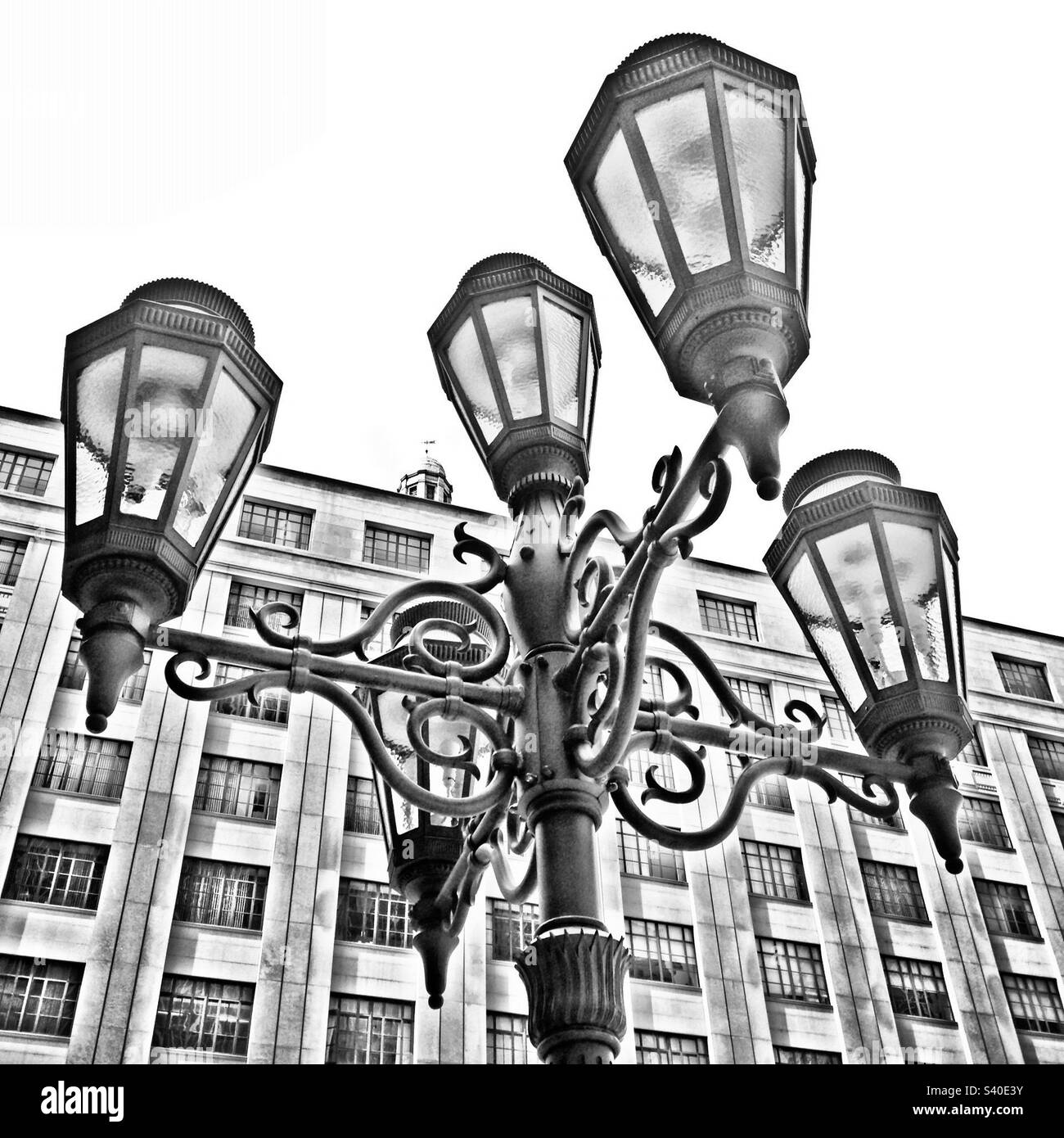 Old fashioned, lamp post with intricate details in Boston ...