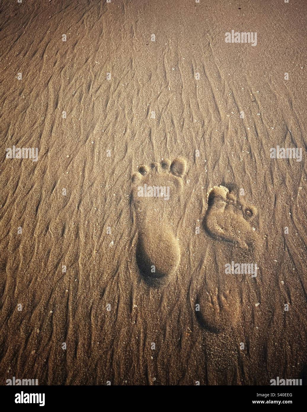 Footprints on a sandy surface Stock Photo - Alamy