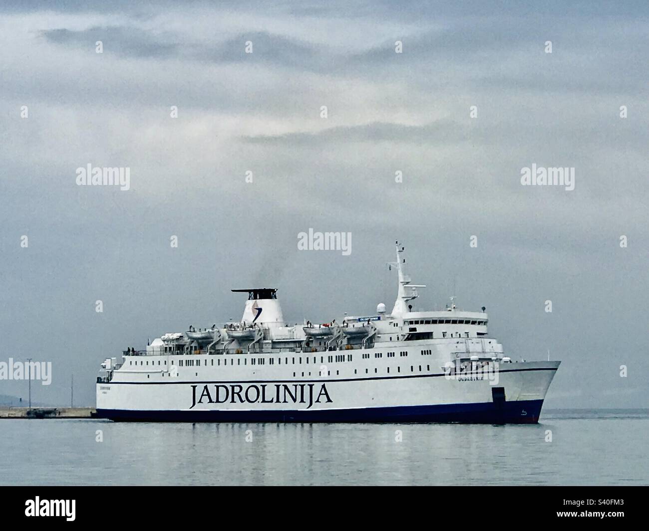 Dubrovnik ferry of Jadrolinija ferry liner entering the Adriatic port ...