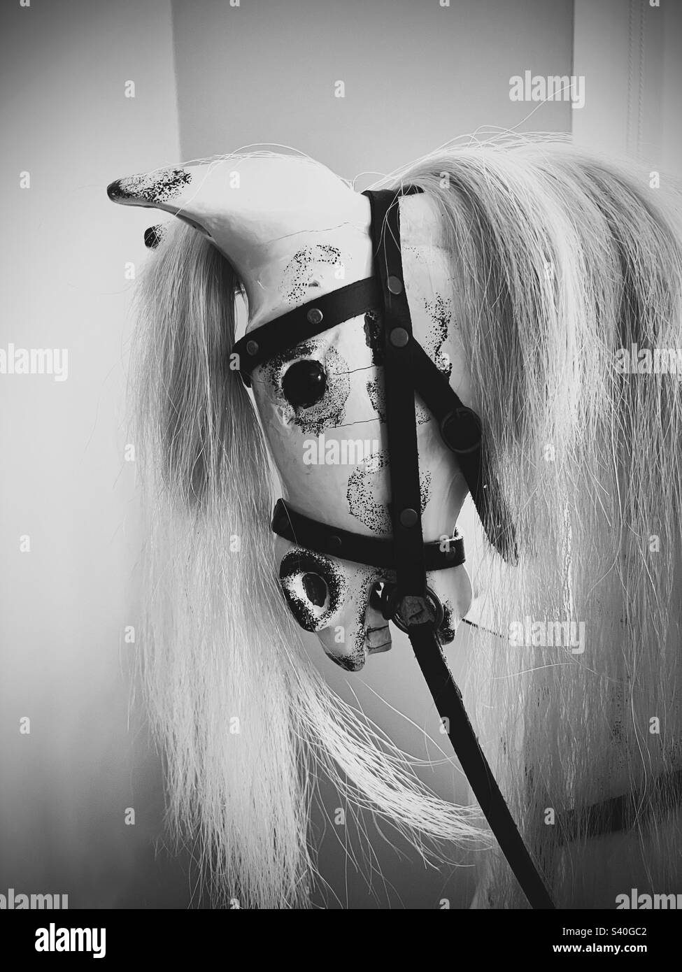 Head of on old rocking horse Stock Photo - Alamy