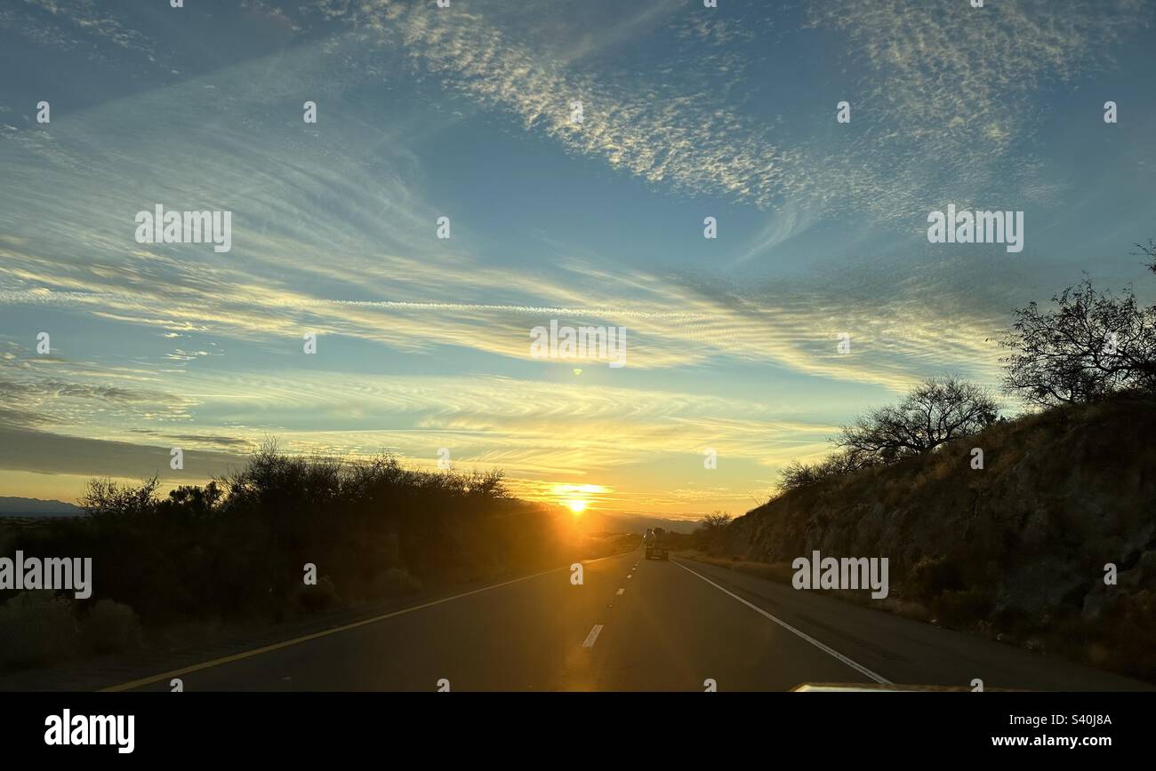 Highway sunset desert hi-res stock photography and images - Alamy