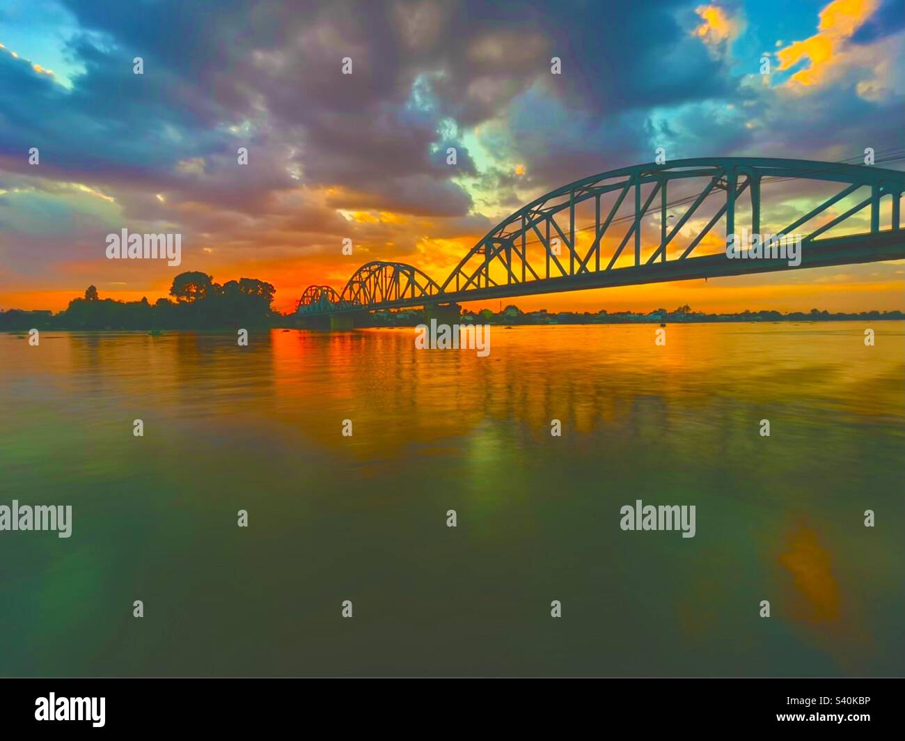 Sunset on the rapids Stock Photo - Alamy