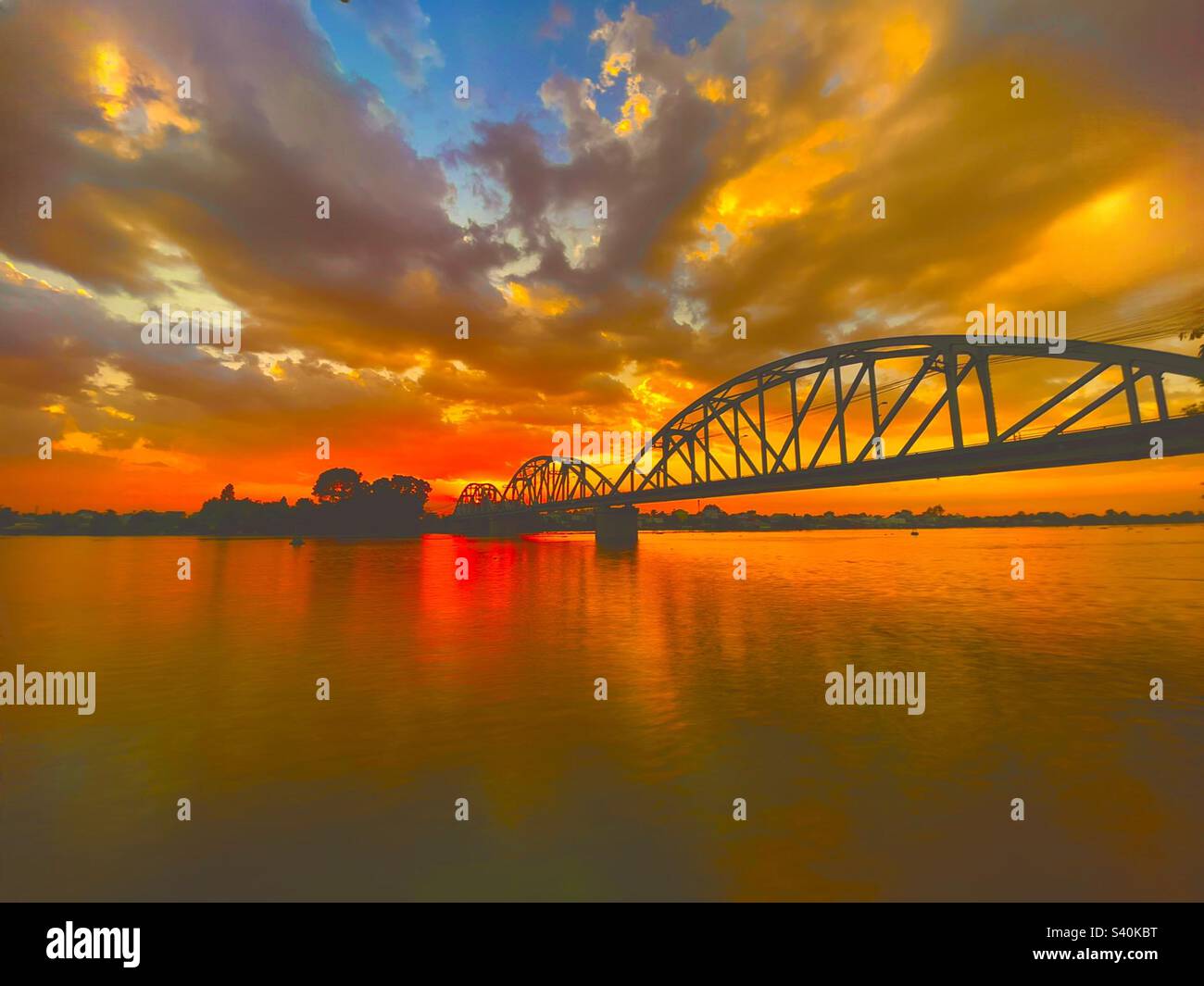 Sunset on the rapids Stock Photo - Alamy