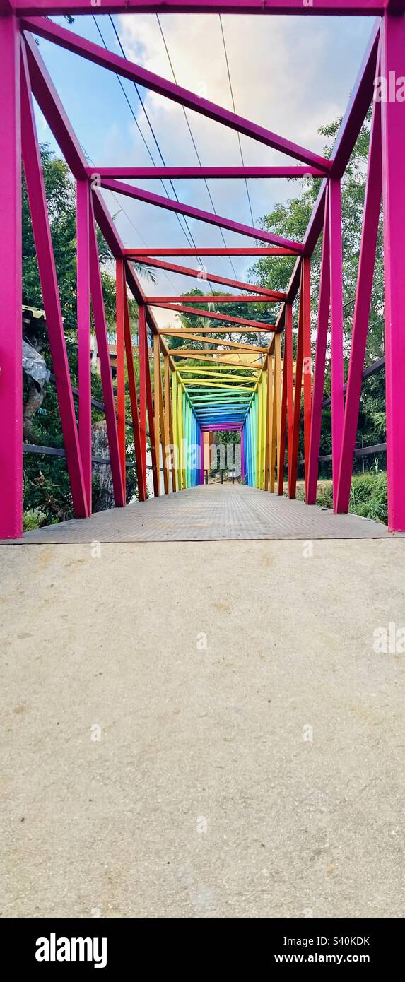 Colourful geometrical steel bridge Stock Photo - Alamy