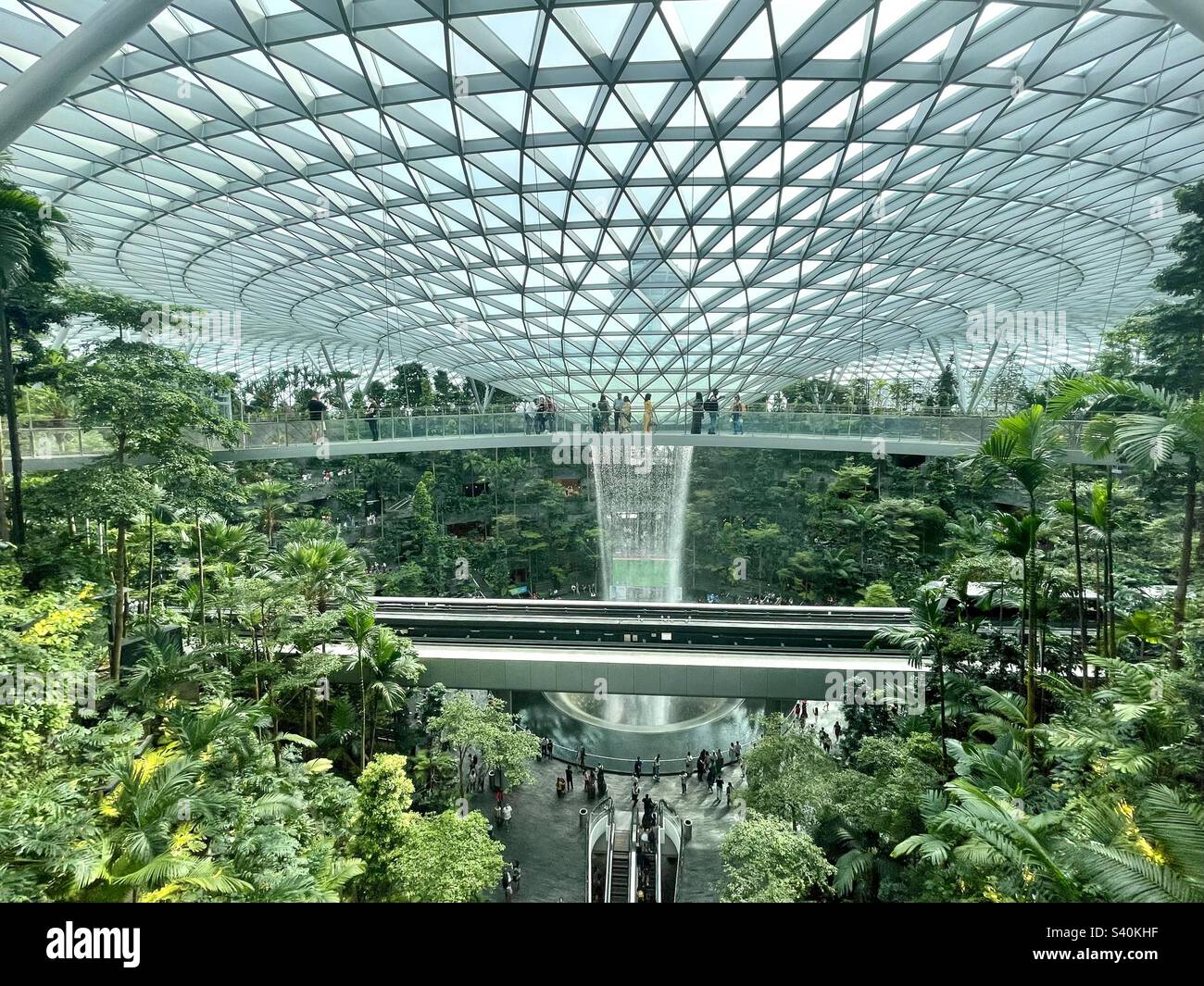Indoor waterfall the Rain Vortex and Shiseido Forest Valley at Jewel ...
