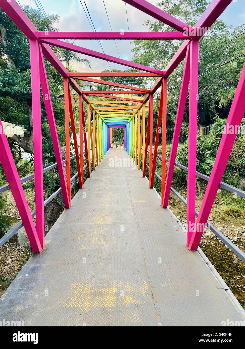 Colourful geometrical steel bridge Stock Photo - Alamy