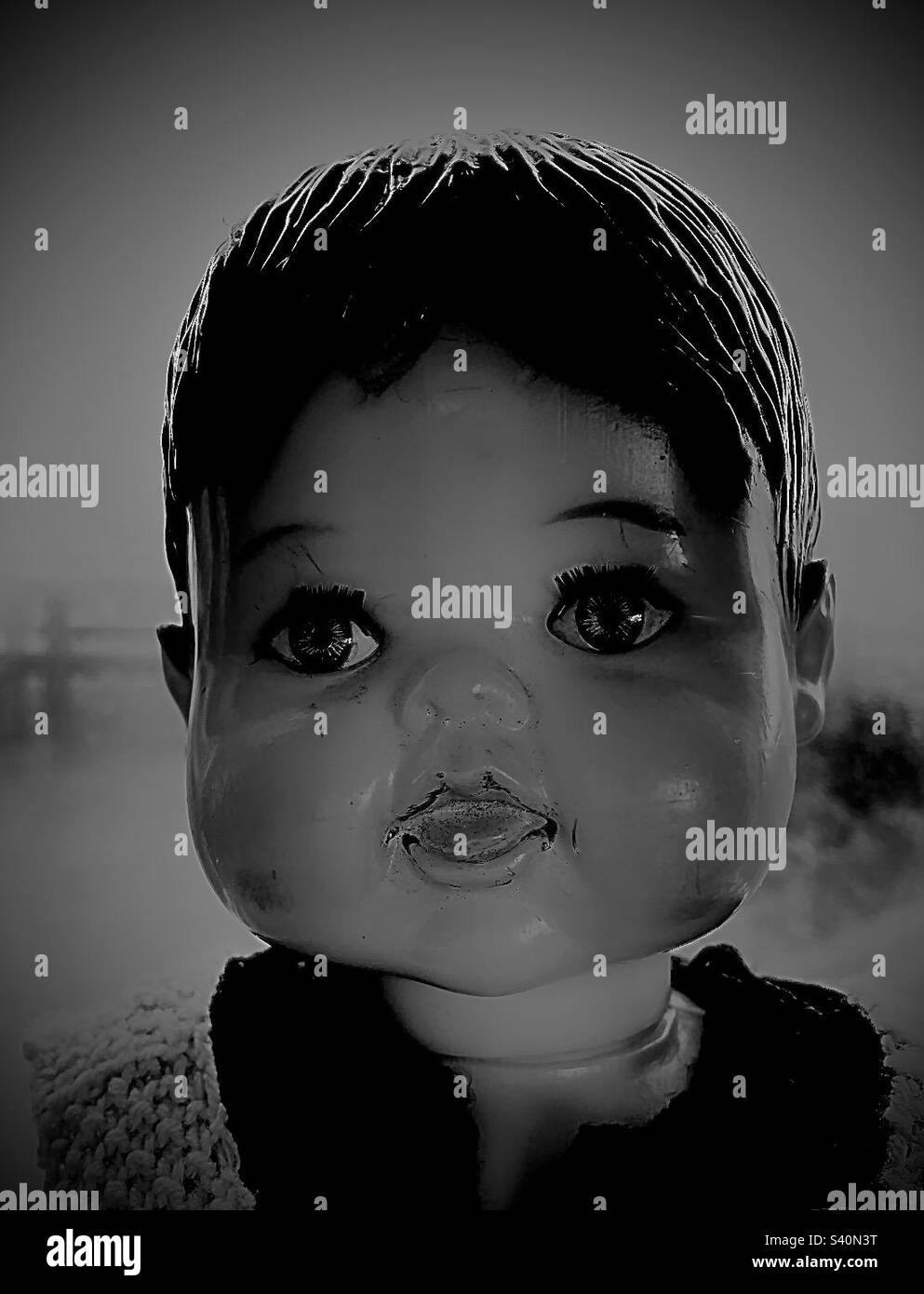 Black and white photo of a vintage doll hi-res stock photography and ...