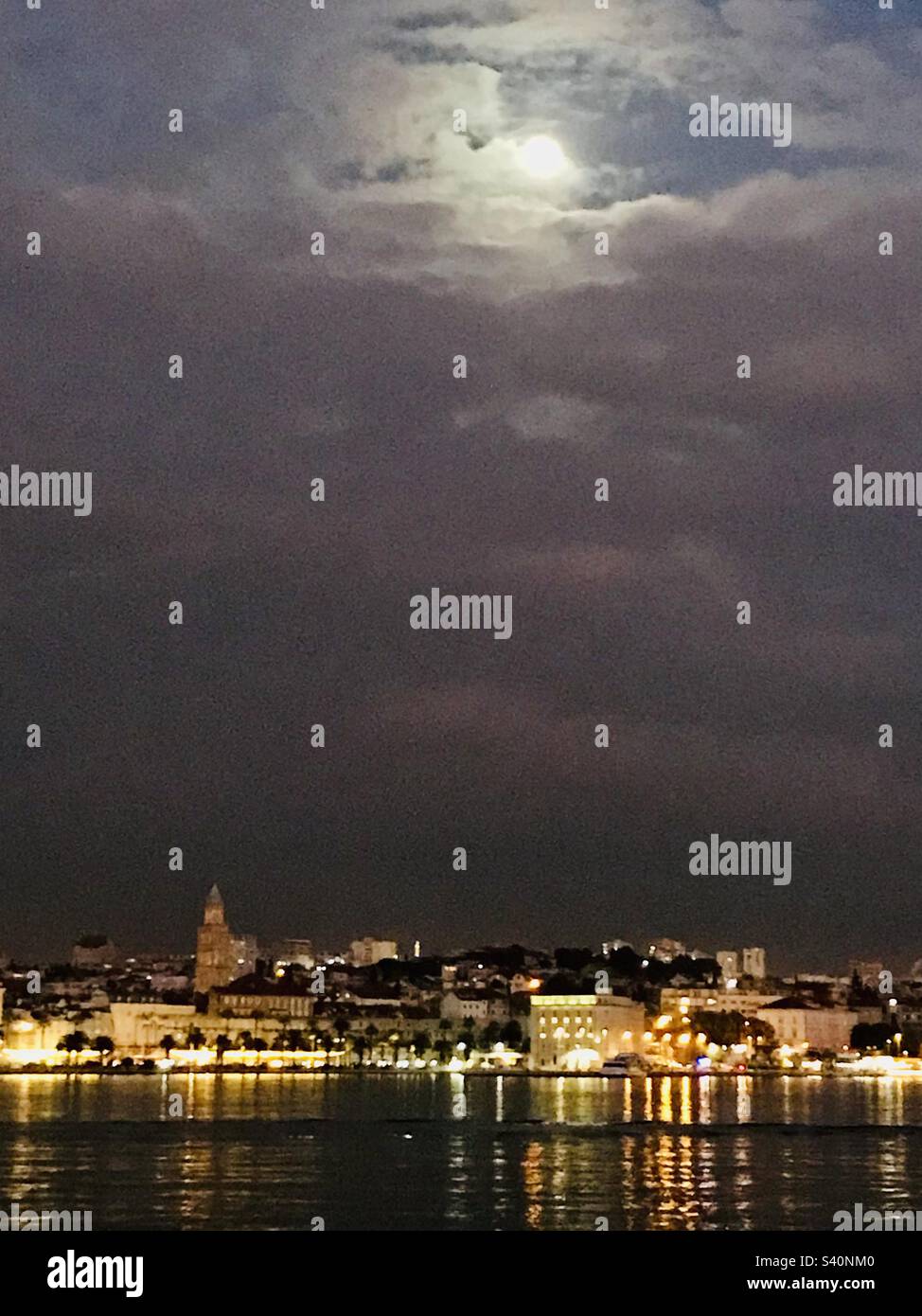 Split at night. A night photo of the Adriatic port of Split, Croatia ...