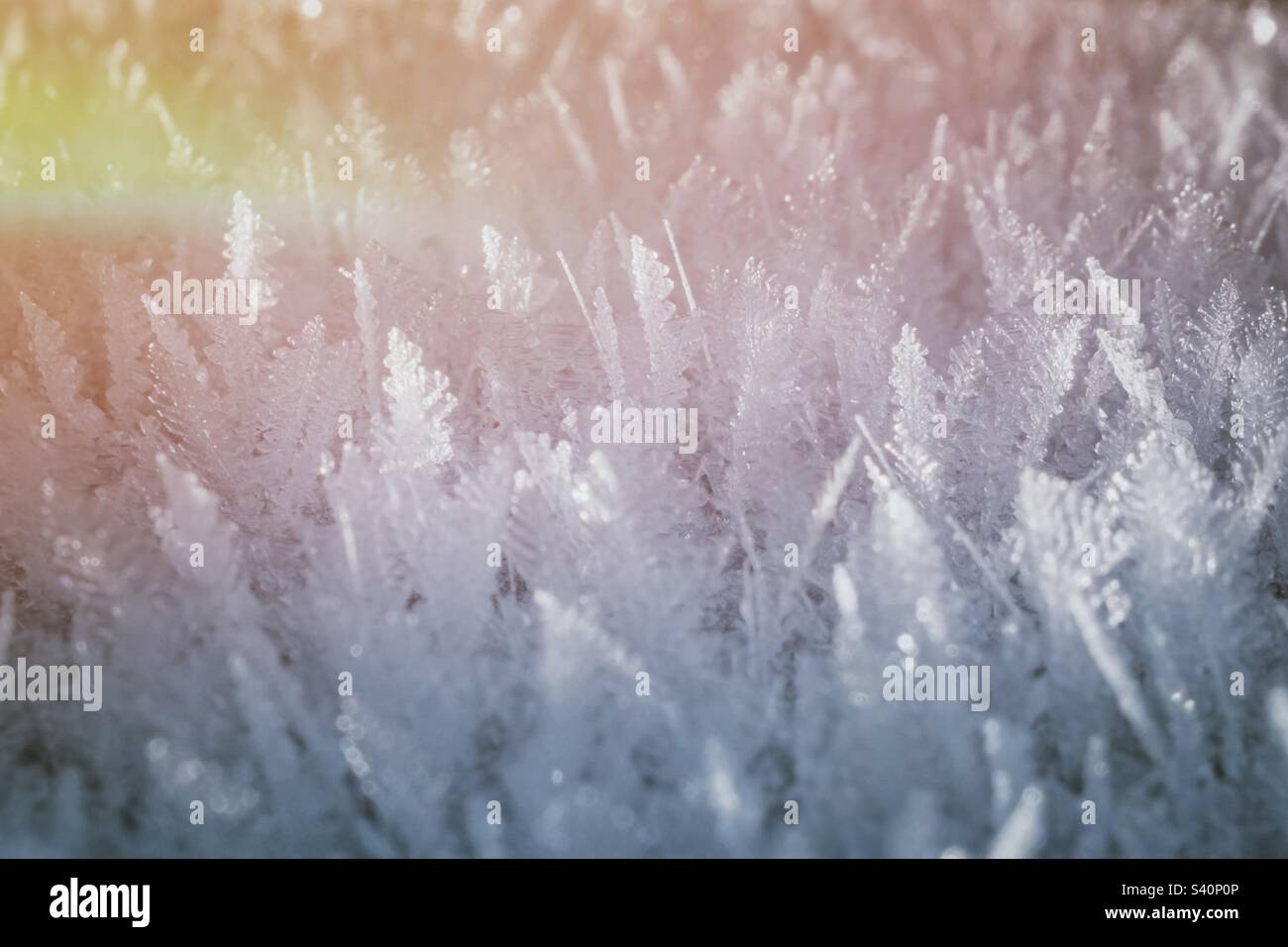 Rainbow tinted frost crystals Stock Photo - Alamy