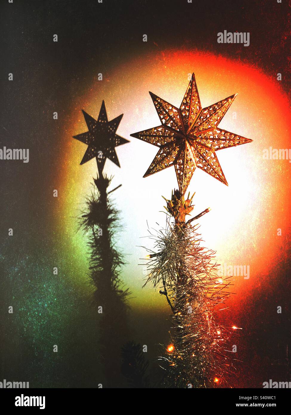 Star at the top of a Christmas tree Stock Photo - Alamy