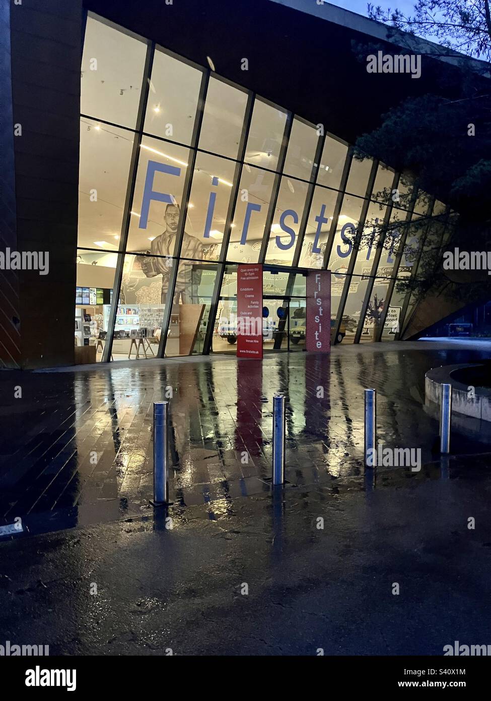 Entrance to Firstsite art gallery, Colchester with reflection on ...