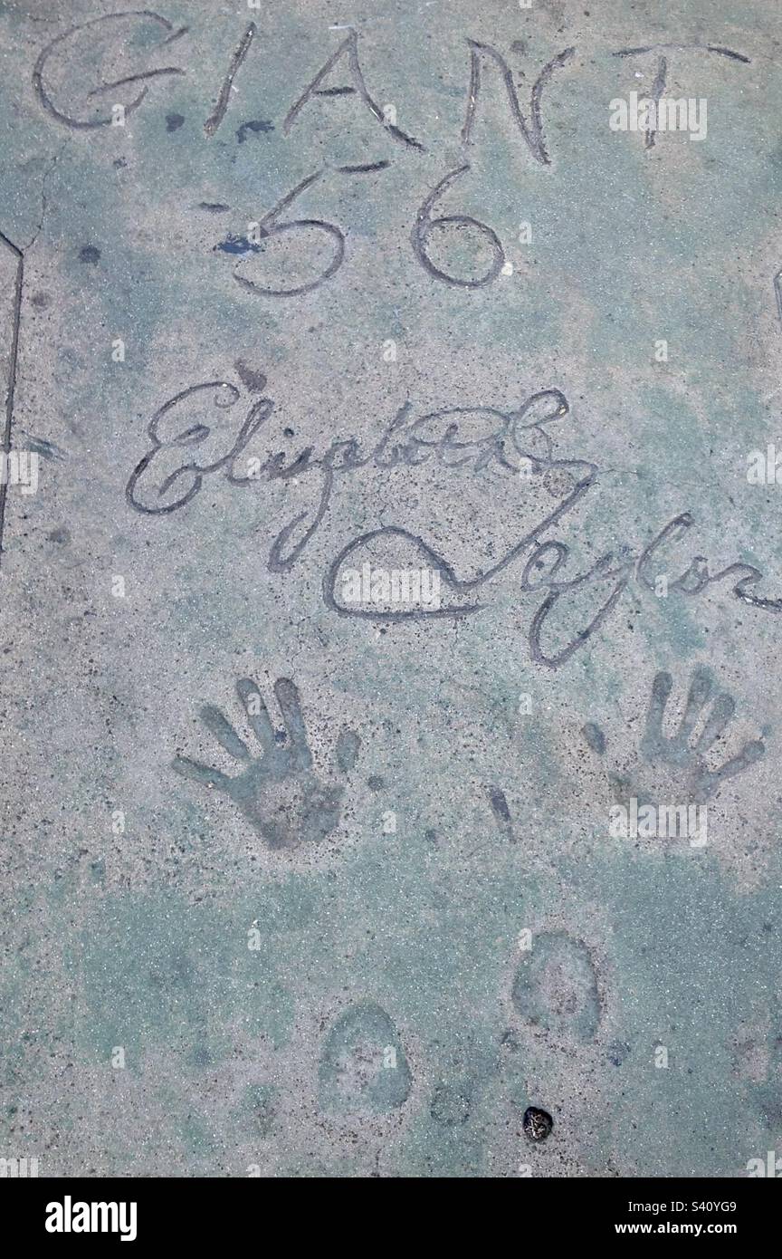 Elizabeth Taylor’s signature and hand prints in Hollywood at Grauman’s ...
