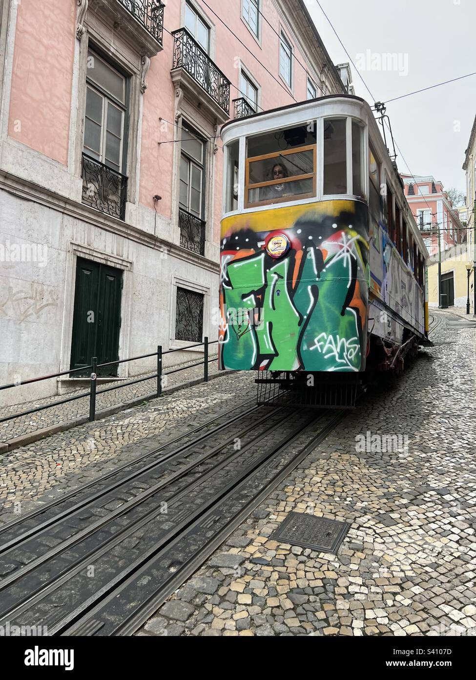 Lisbon graffiti tram hi-res stock photography and images - Alamy