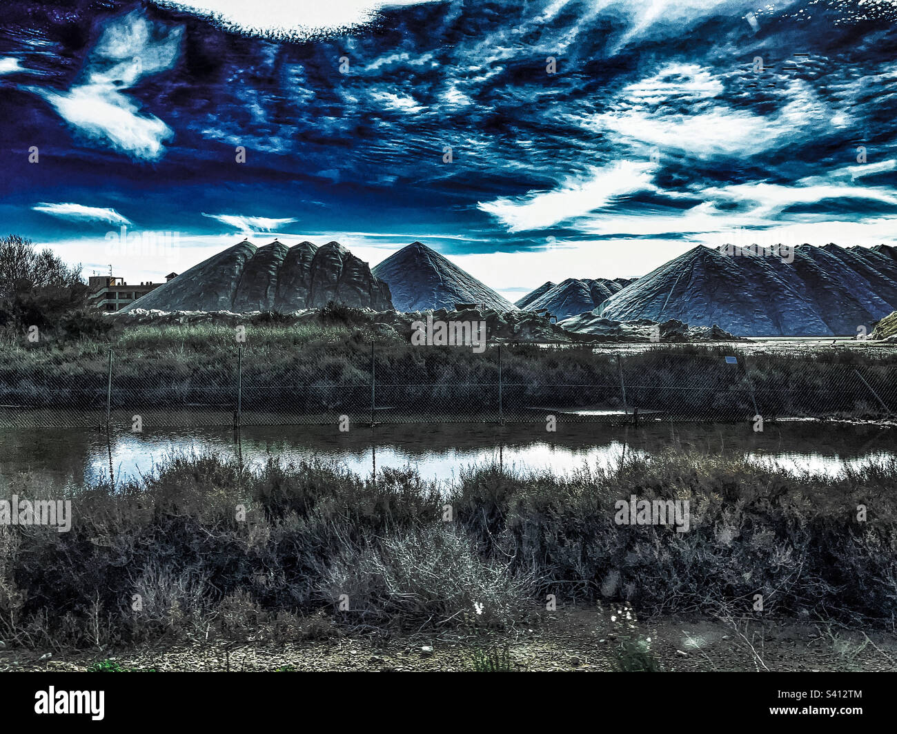 Salt lakes in Santa Pola in Spain captured in January 2023 and edited ...