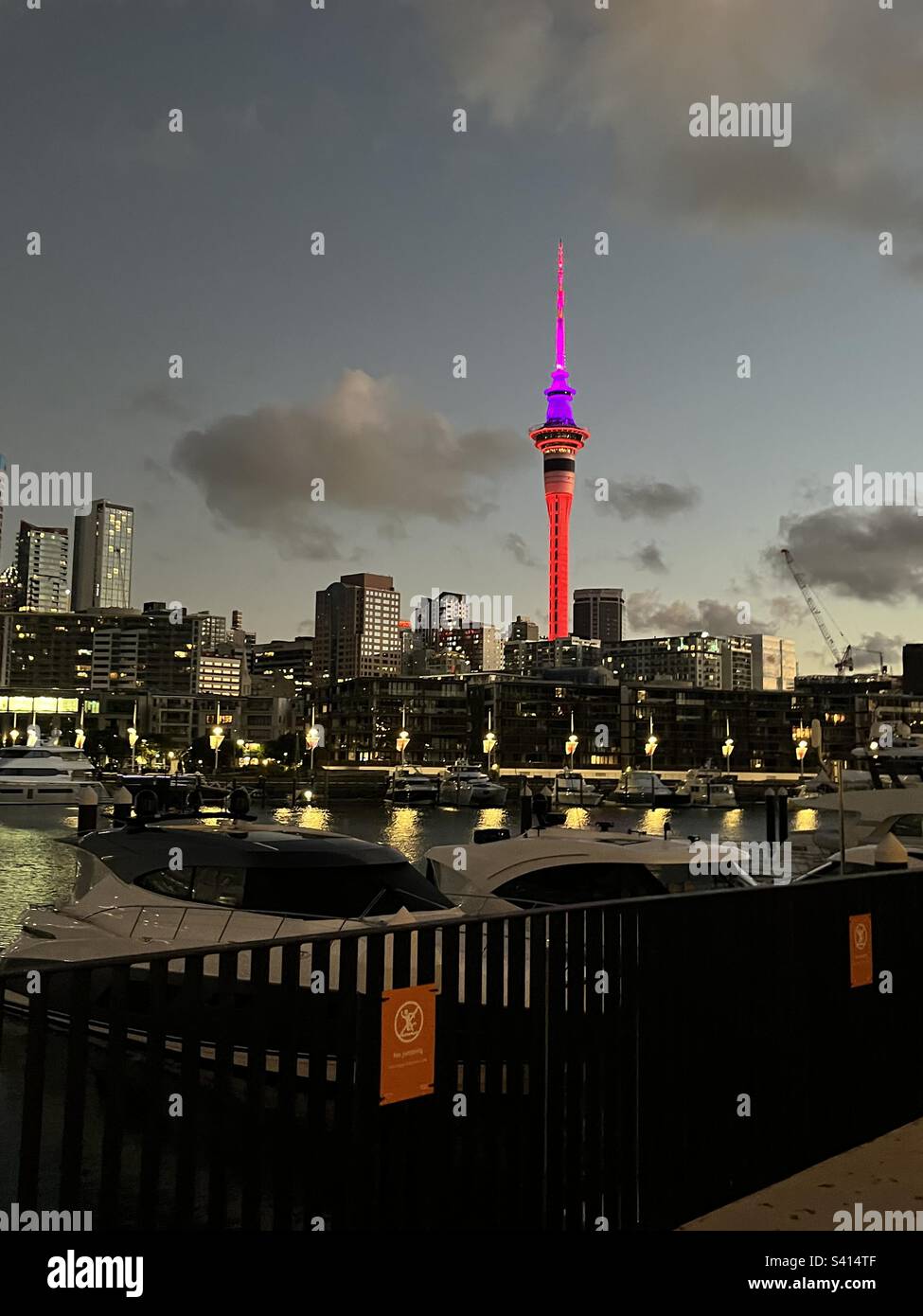 Auckland skytower lit up hi-res stock photography and images - Alamy