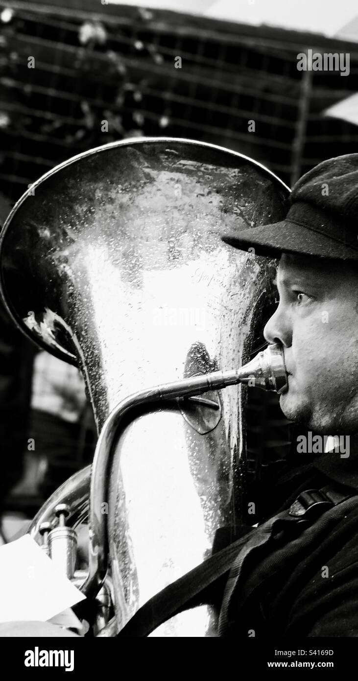 Musician playing the tuba at parade Stock Photo - Alamy