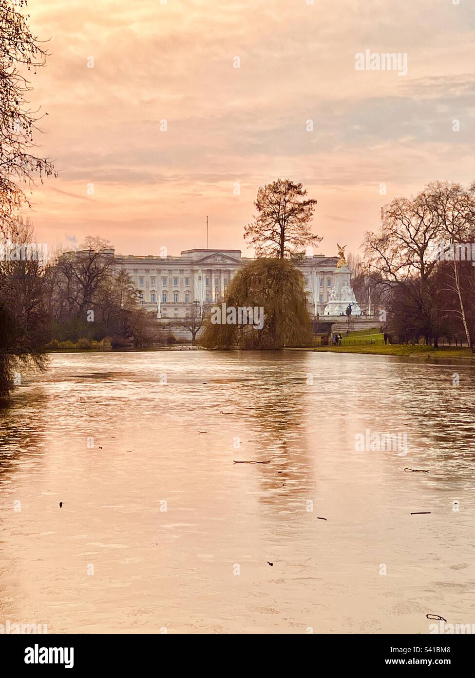 Buckingham palace from lake hi-res stock photography and images - Alamy