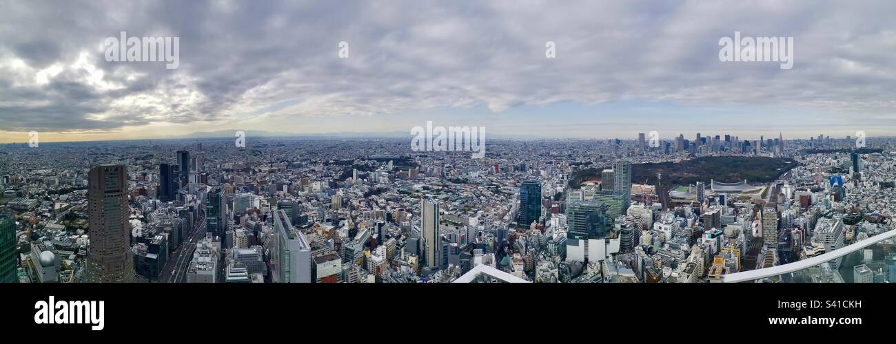 A panoramic view of Tokyo’s western districts of Shibuya and Shinjuku ...