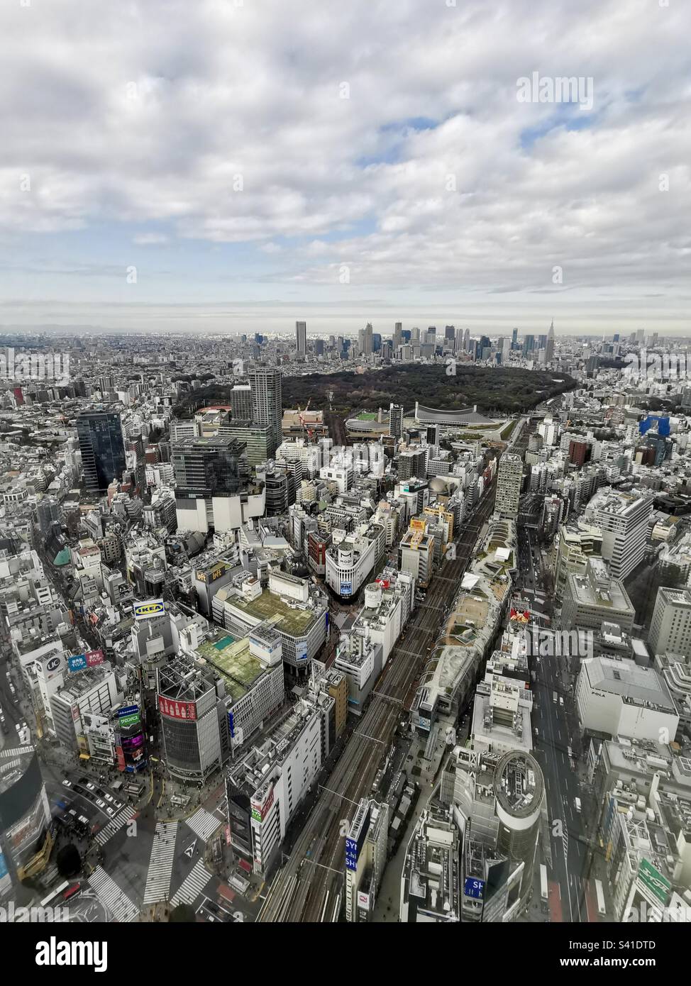 View of Tokyo from the Shibuya Sky on top of the Shibuya Scramble ...