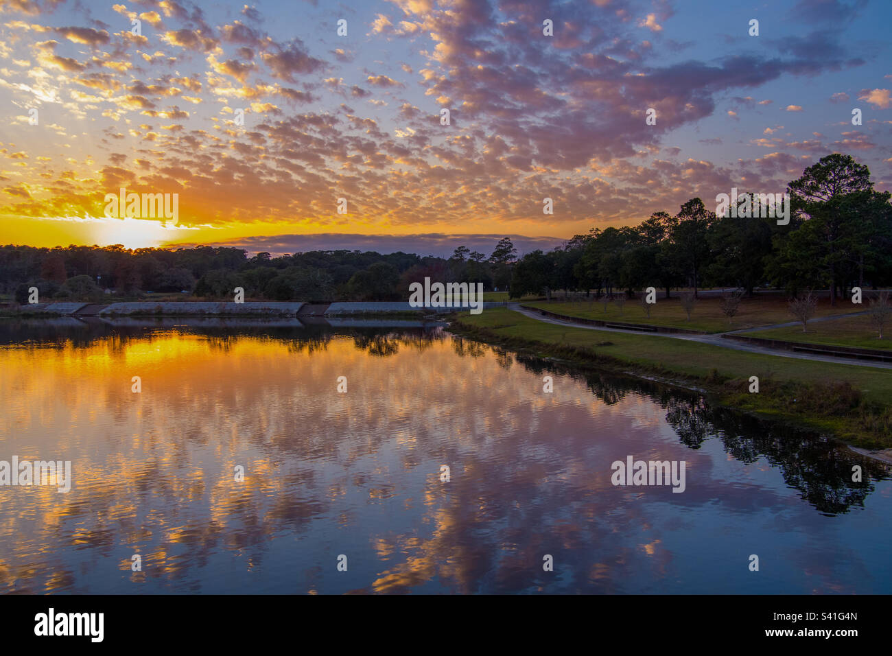 Mobile, Alabama park at sunset Stock Photo - Alamy