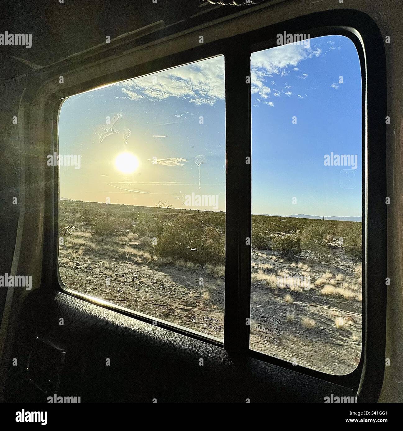 Sunny dessert through a Jeep window Stock Photo - Alamy