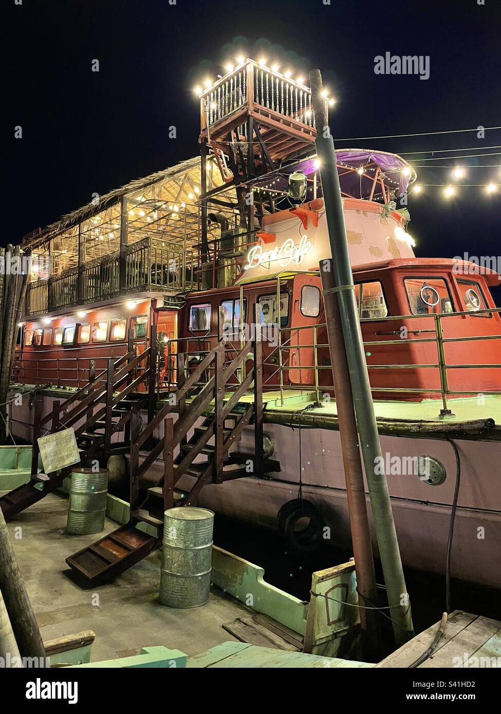 Beautiful boat cafe at night in Kuala Selangor, Selangor, Malaysia ...