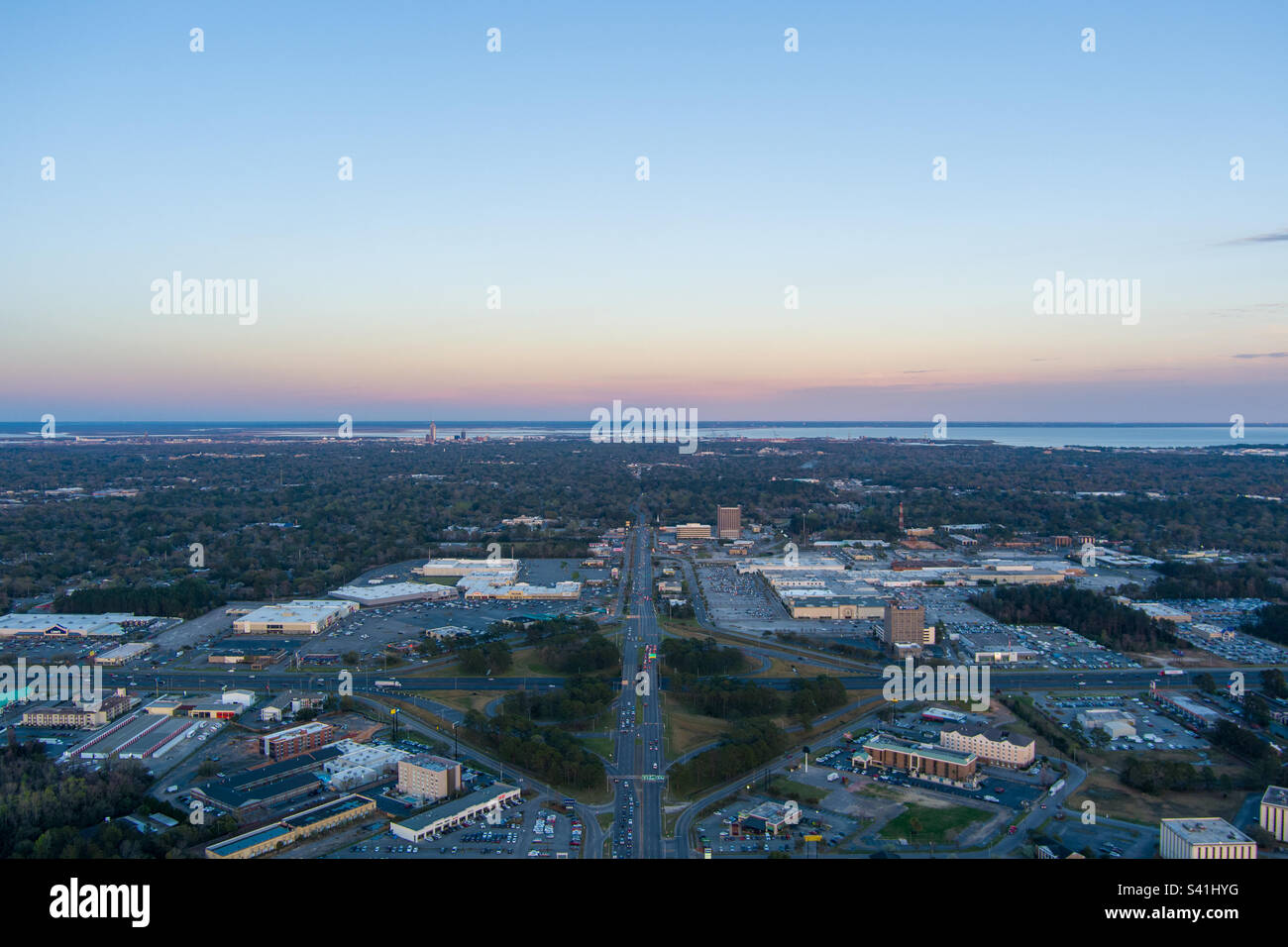 Aerial view of Mobile, Alabama at sunset Stock Photo - Alamy