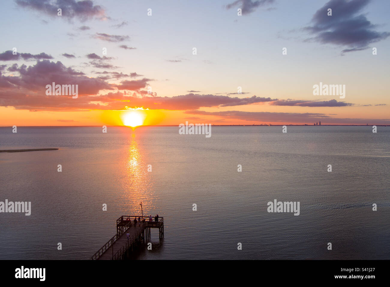 Aerial view of Mobile bay at sunset Stock Photo - Alamy