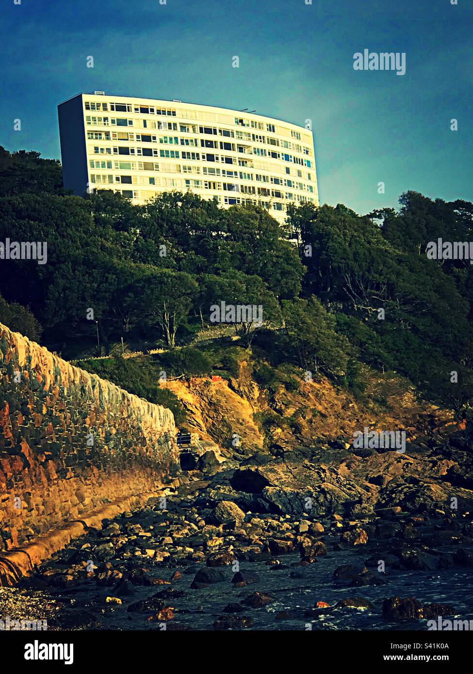 Flats with a view of English Channel at Torquay Devon Stock Photo - Alamy