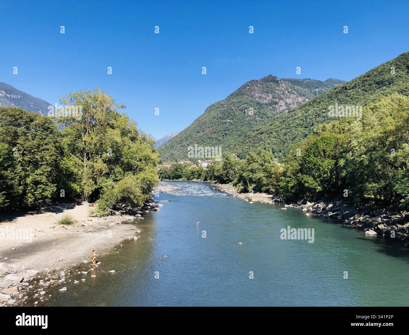 Ticino River near Bellinzona, in southern part of Switzerland Stock ...