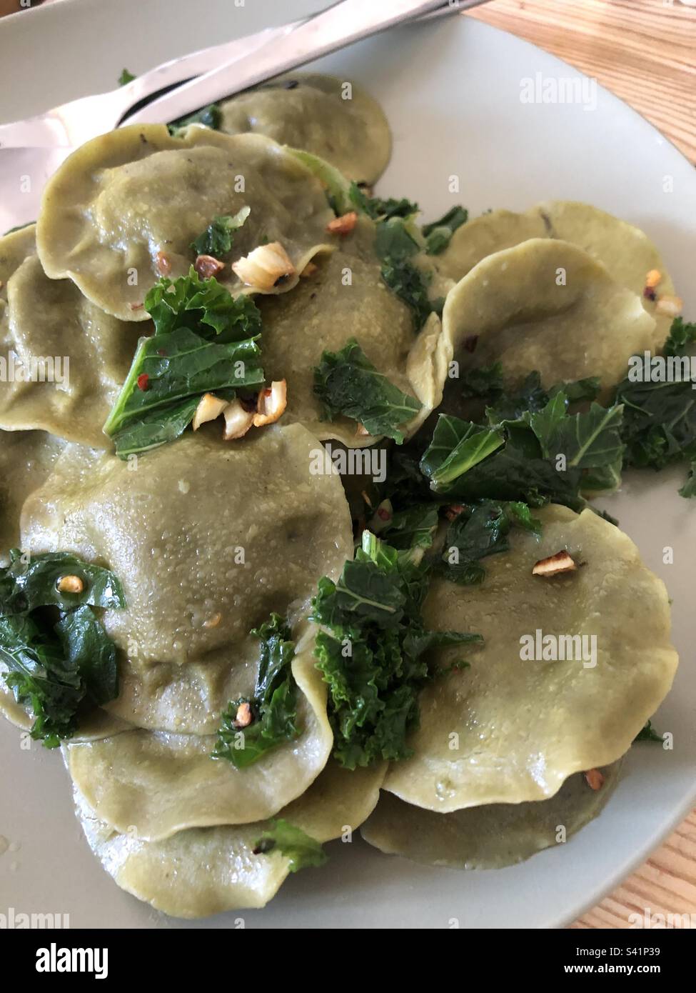 Vegan spinach ravioli Stock Photo - Alamy