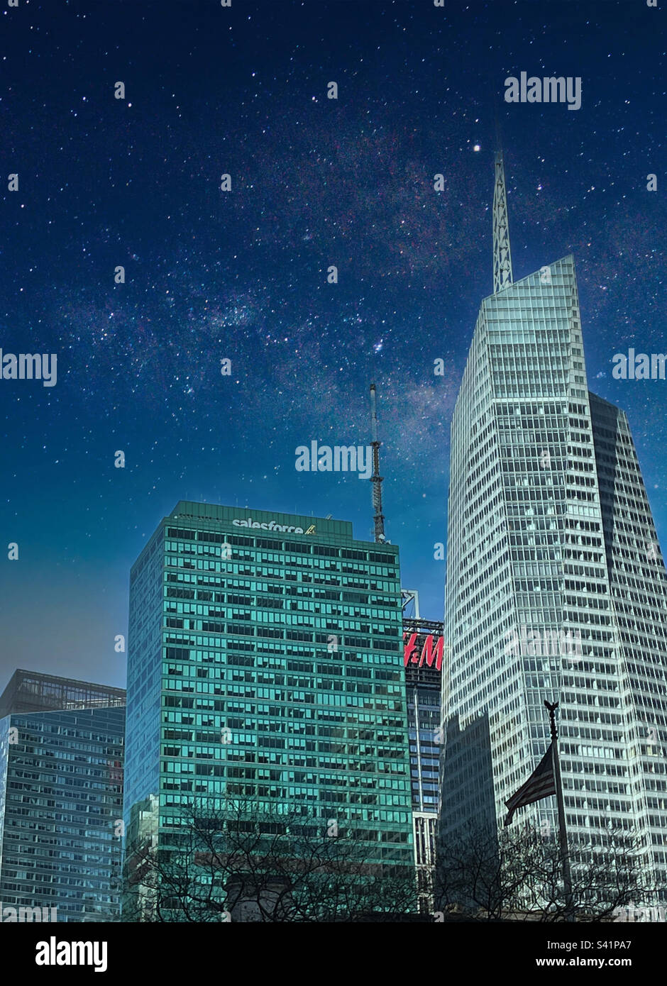 The Bank of America Tower and salesforce building as seen from Bryant ...