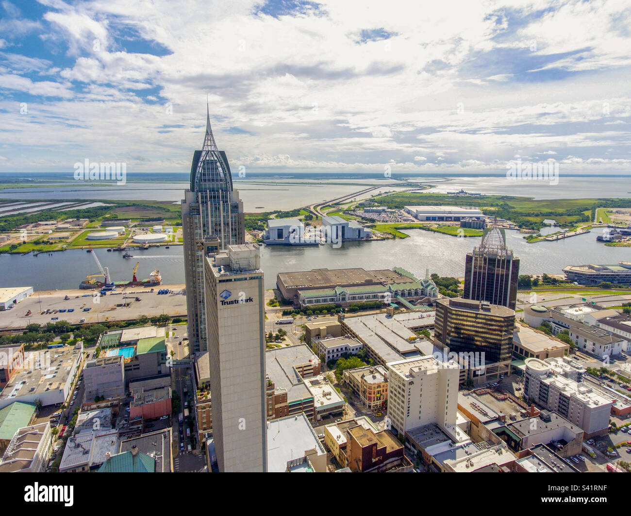 Aerial view of the downtown Mobile, Alabama waterfront Stock Photo - Alamy